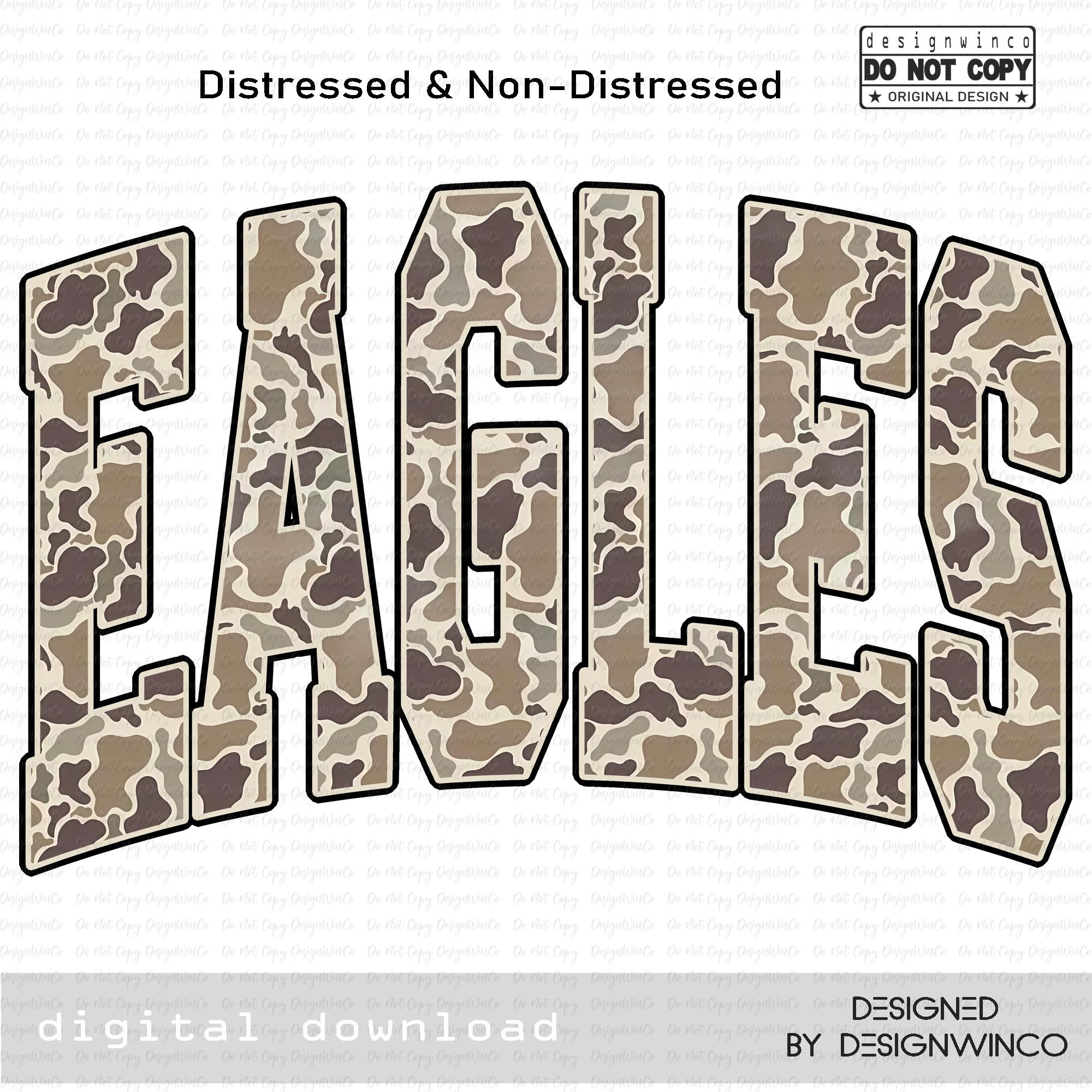 Eagles PNG, Camo Mascot PNG, Distressed Block Letters Design, School ...
