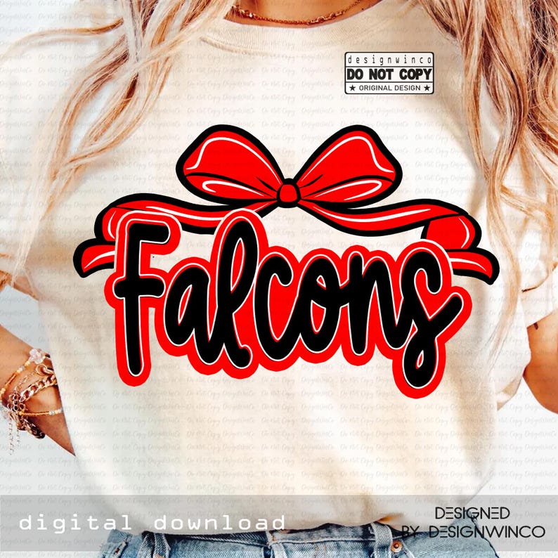 Falcons Mascot PNG, Cheer Bow PNG, School Spirit Team Pride Shirt ...