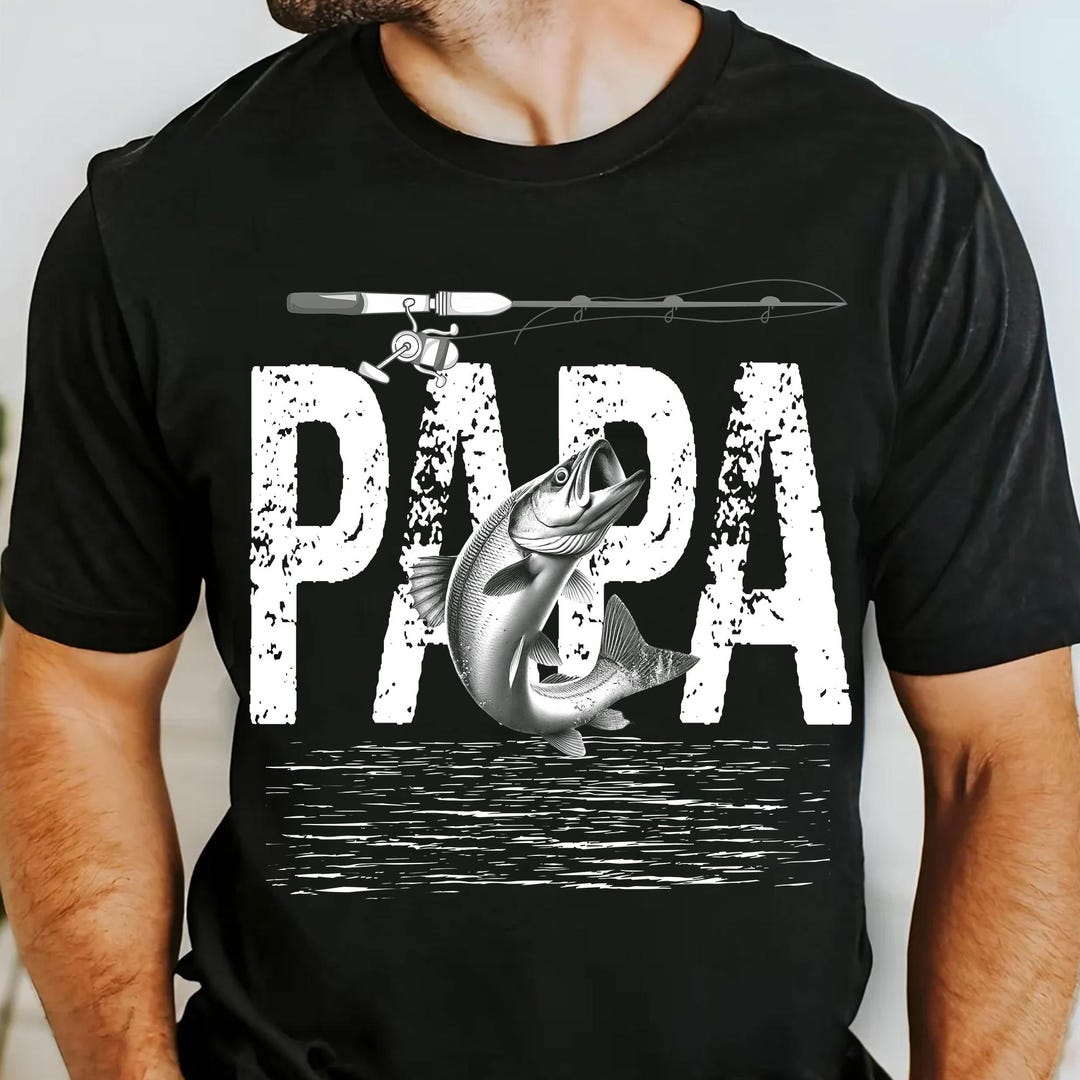 Papa Fishing PNG, Vintage Grunge Bass Fish Design PNG, Gift for Grandpa ...