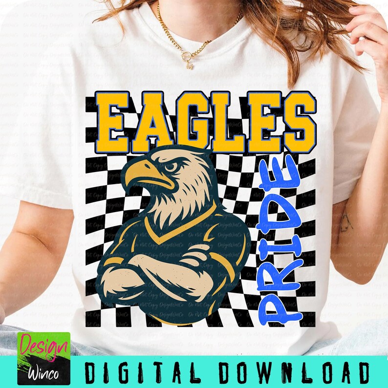 Eagles Pride PNG, Mascot Eagle Retro Sport PNG, School Spirit Design ...