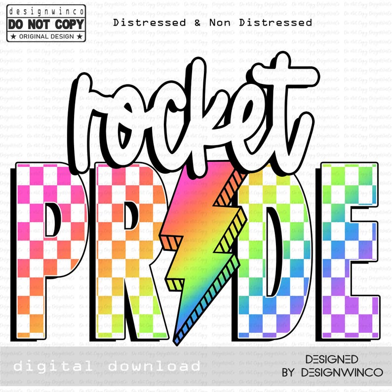 Rocket Pride PNG, Checkered Rockets PNG, Retro Sublimation Lightning ...