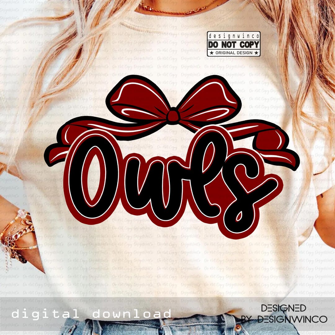 Owls Mascot PNG, Cheer Bow PNG, School Spirit Team Pride Shirt Design ...