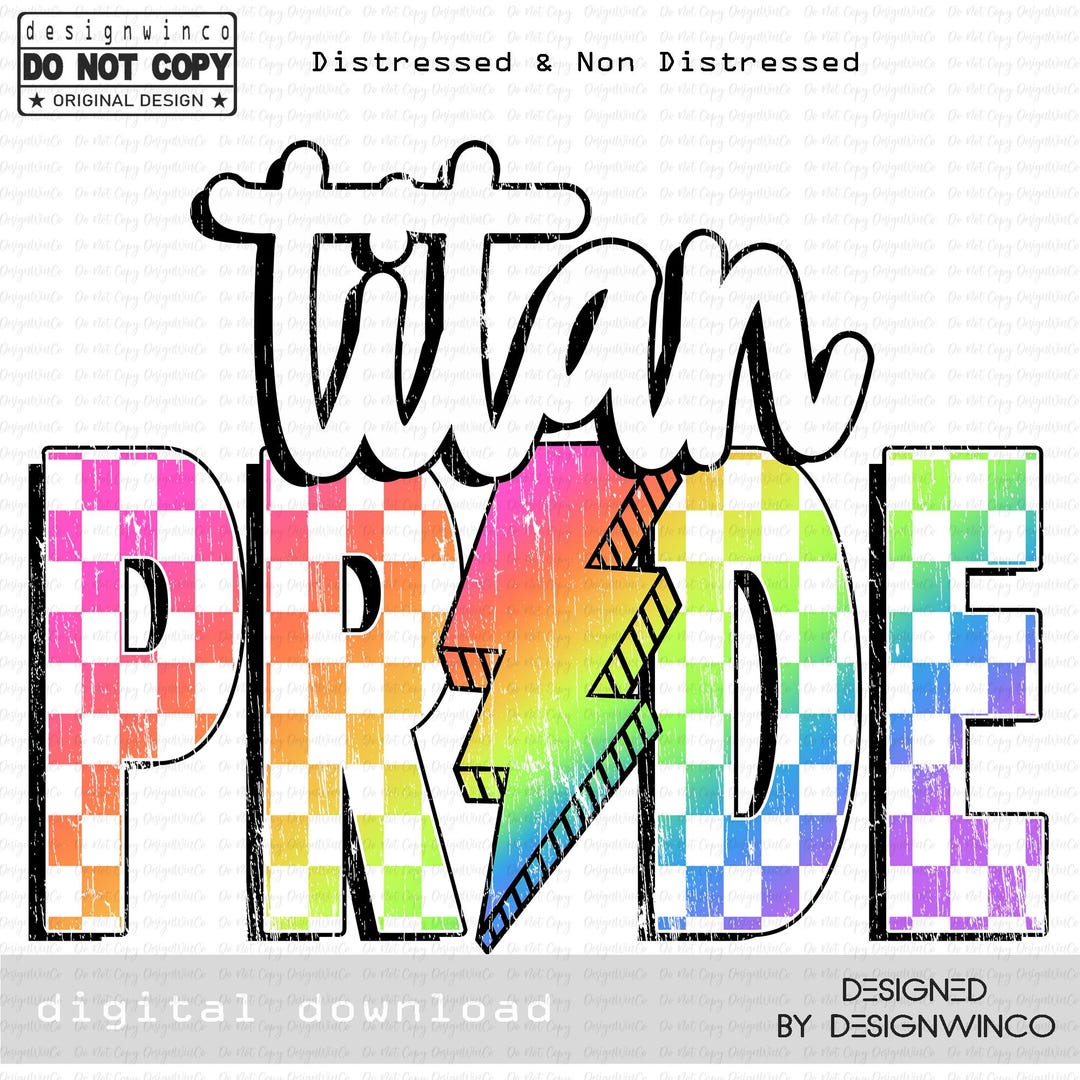 Titan Pride PNG, Checkered Titans PNG, Retro Sublimation Lightning Bolt ...