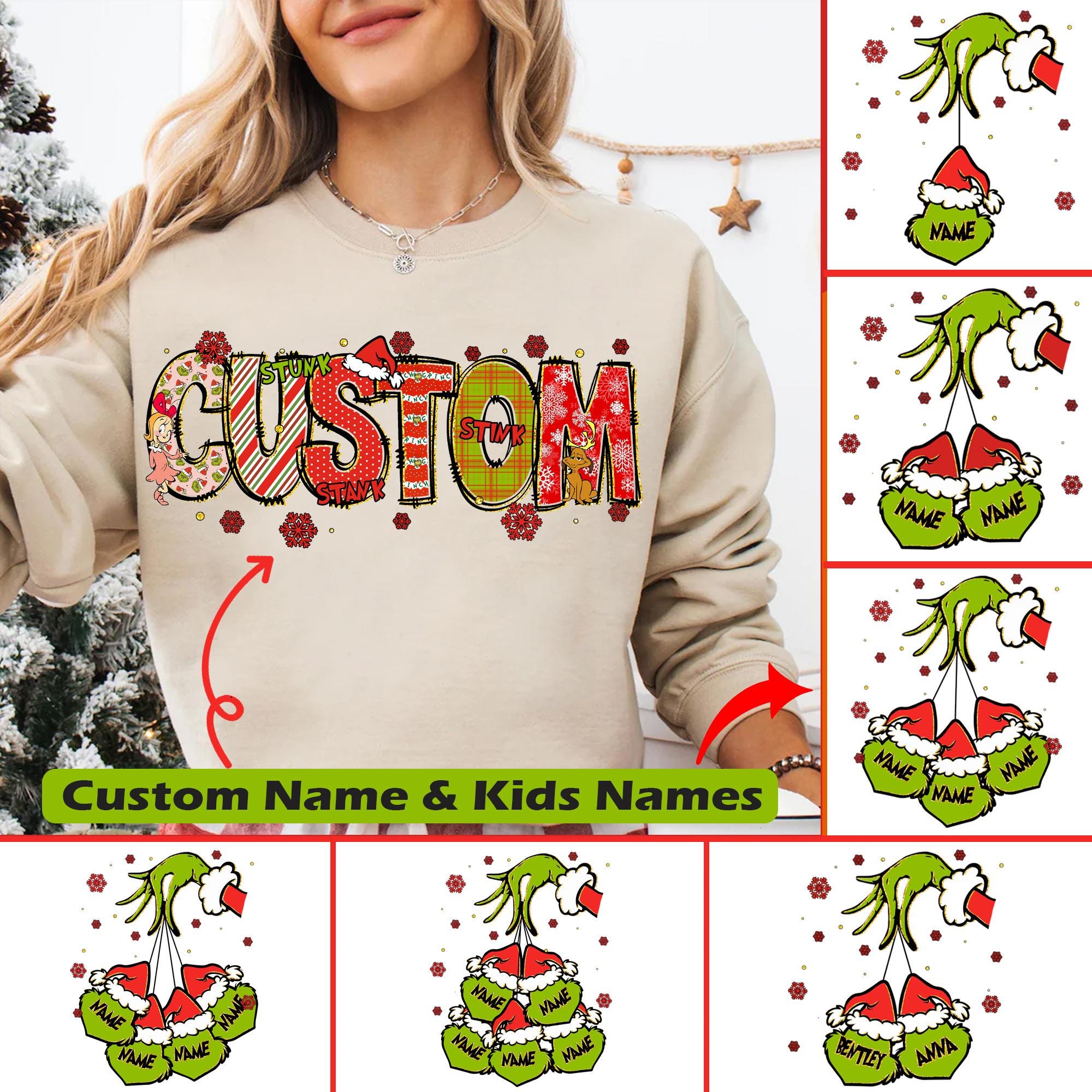 Custom Grinch Family PNG, Personalized Christmas Gift for Grandma Nana ...
