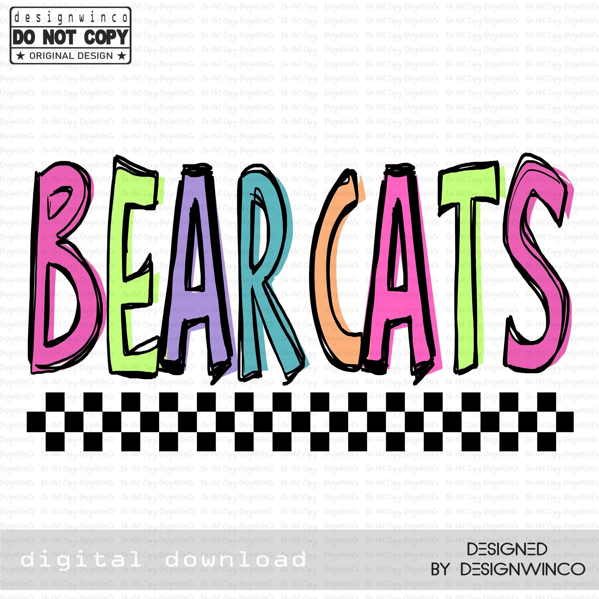 Retro Bearcats Mascot PNG, Hand Drawn Colorful Checkered PNG, School ...