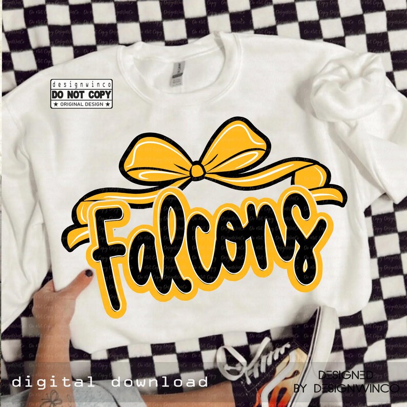 Falcons Mascot PNG, Cheer Bow PNG, School Spirit Team Pride Shirt ...
