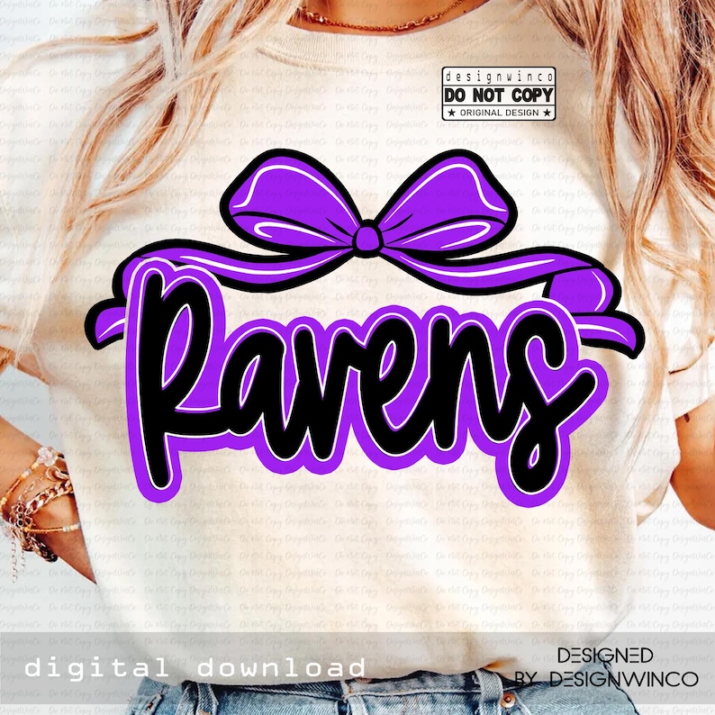 Ravens Mascot PNG, Cheer Bow PNG, School Spirit Team Pride Shirt Design ...