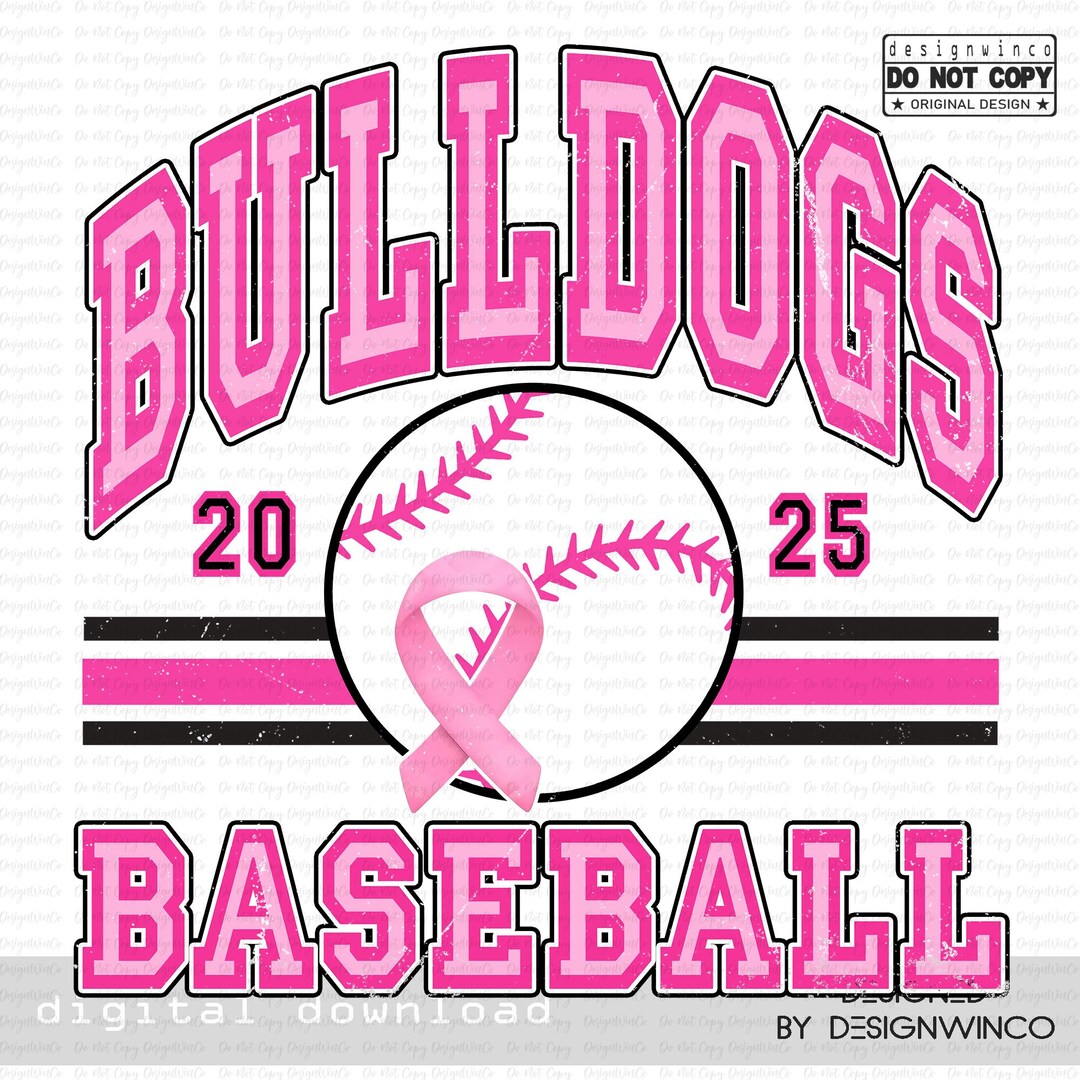Pink Out Bulldogs Baseball PNG, Breast Cancer Awareness Pink Ribbon ...
