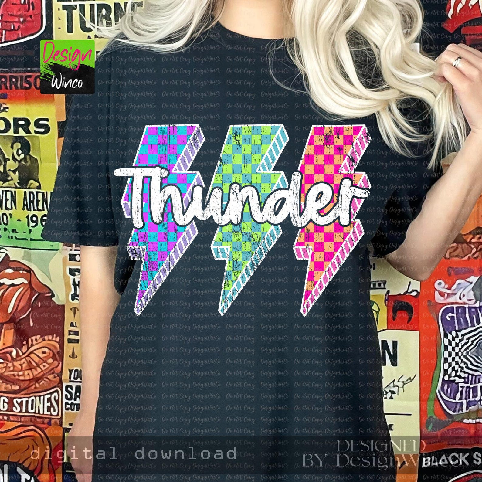 Thunder Png, Checkered Lightning Bolt Png, Retro Thunder Sublimation ...