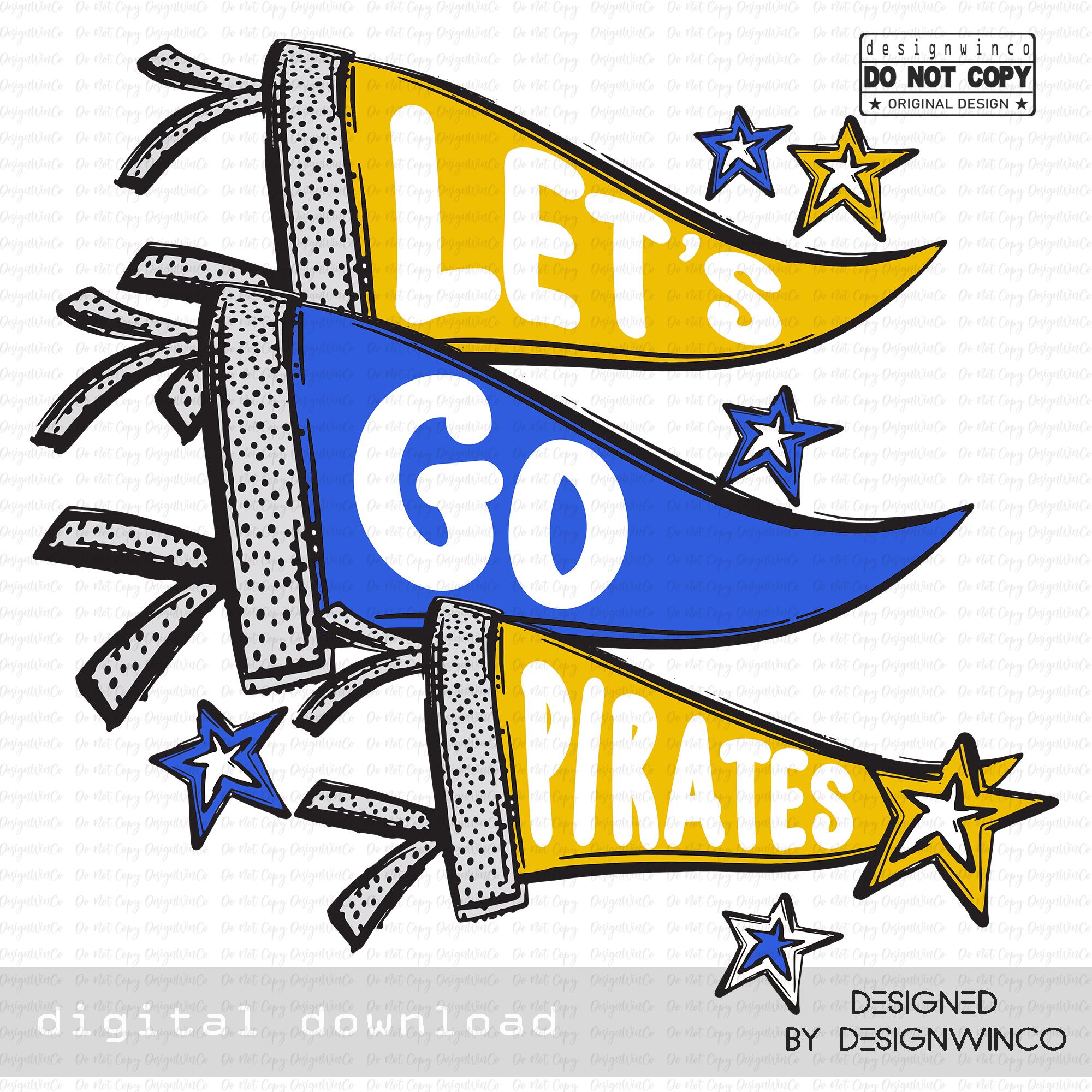 Pirates PNG, Retro Pennant Flag Mascot PNG, Let’s Go Pirates School ...