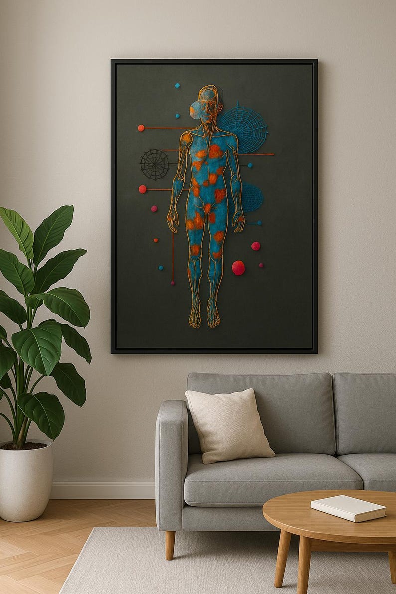 Abstract Human Figure Digital Art Print – Modern Mixed Media Artwork ...