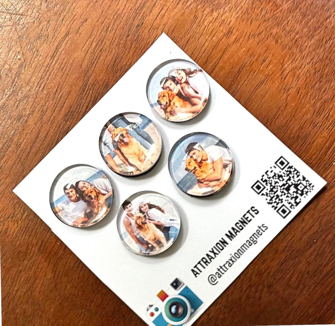Custom Photo Glass Magnets Set of 5 | Personalised Cabochon Fridge ...