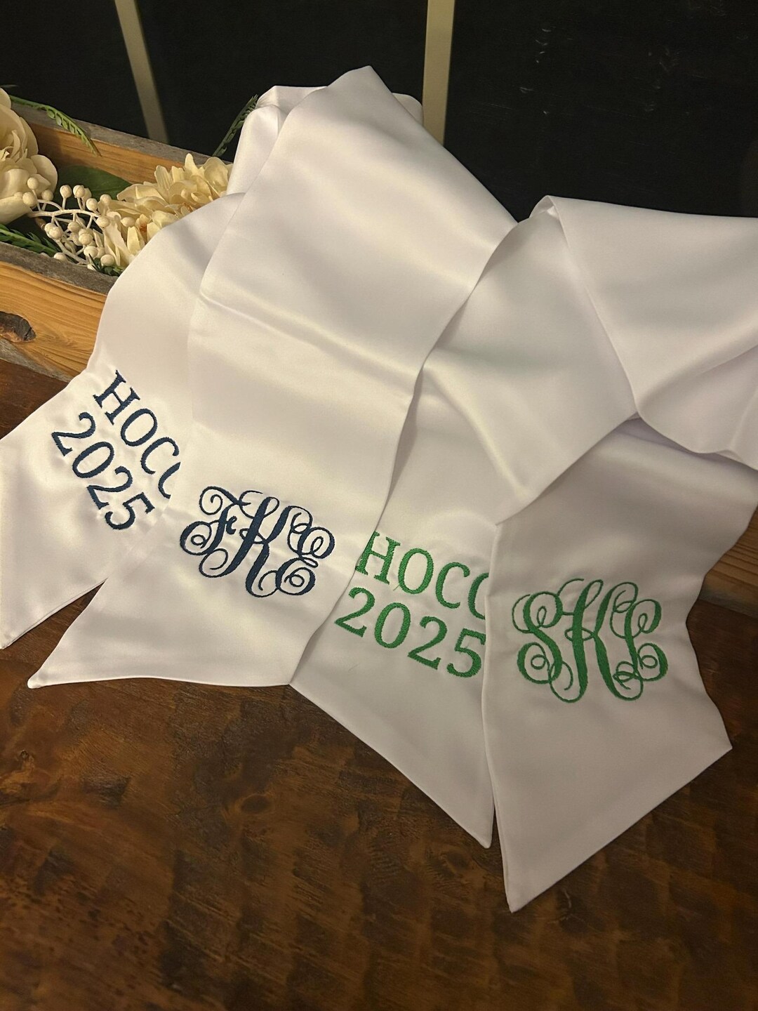 Custom Monogram Bouquet Sash – Floral Ribbon Bow for Homecoming, Prom ...