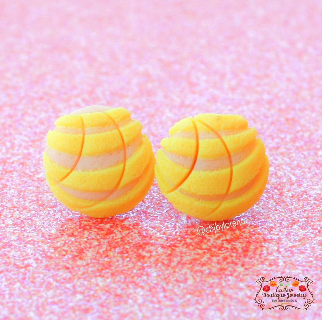 Yellow Mini Concha Stud Earrings. Gift for Pan Dulce Lover, Cutie ...