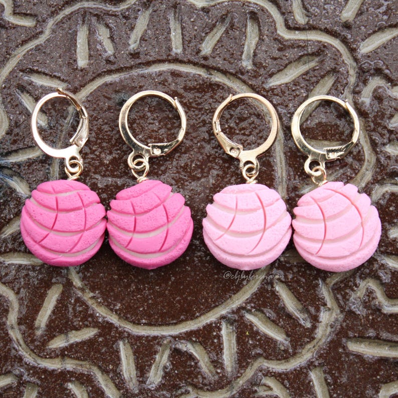 Handmade Pan Dulce Concha Earrings: Polymer Clay, Gold Plated - Etsy
