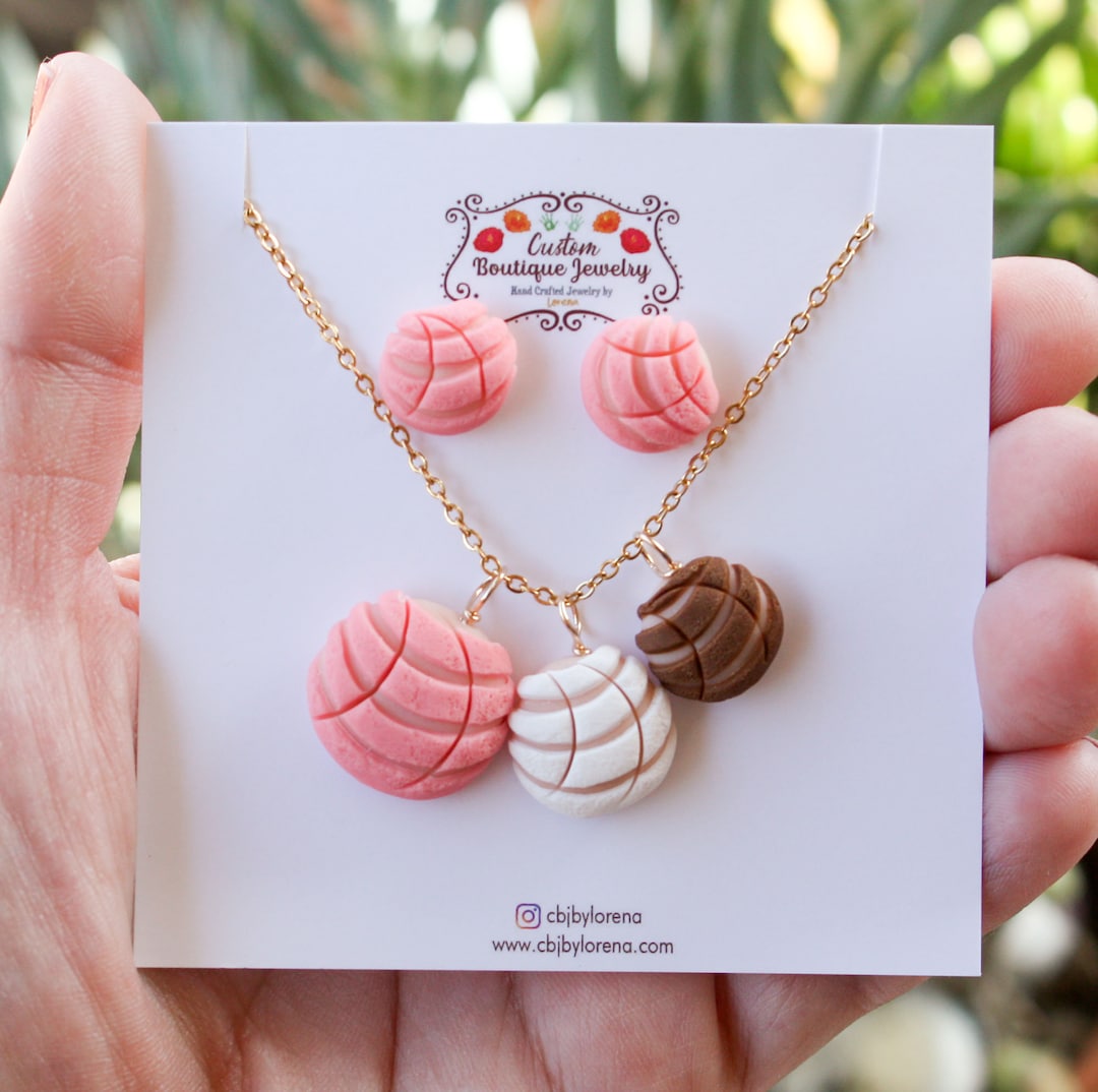 Concha Charm Necklace and Concha Earrings Set. Pan Dulce Jewelry Set ...