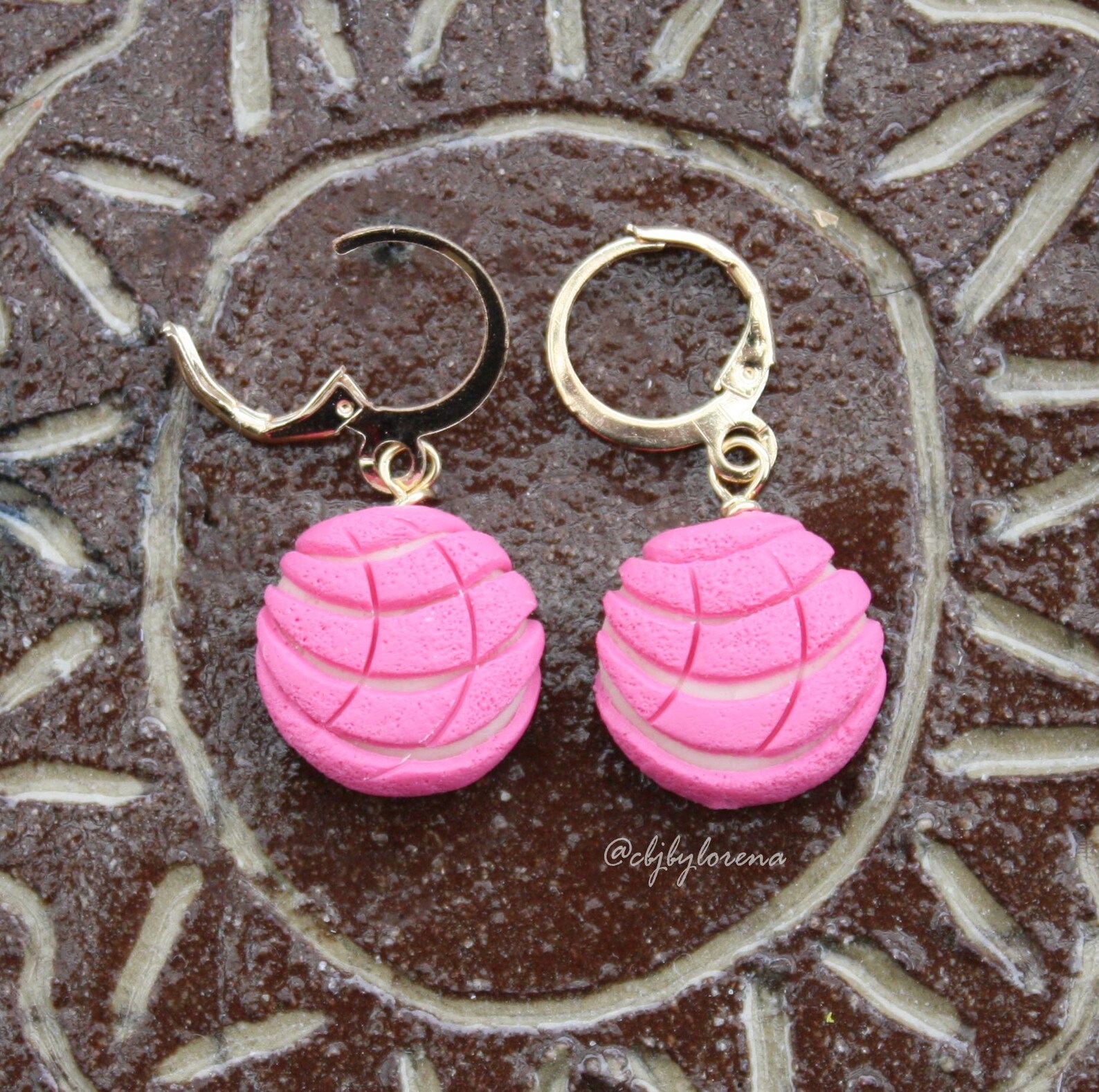 Handmade Pan Dulce Concha Earrings: Polymer Clay, Gold Plated - Etsy