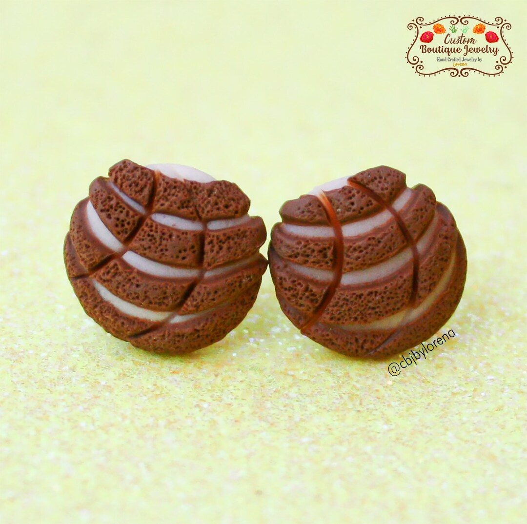 Chocolate Brown Mini Concha Stud Earrings. Gift for Pan Dulce Lover ...