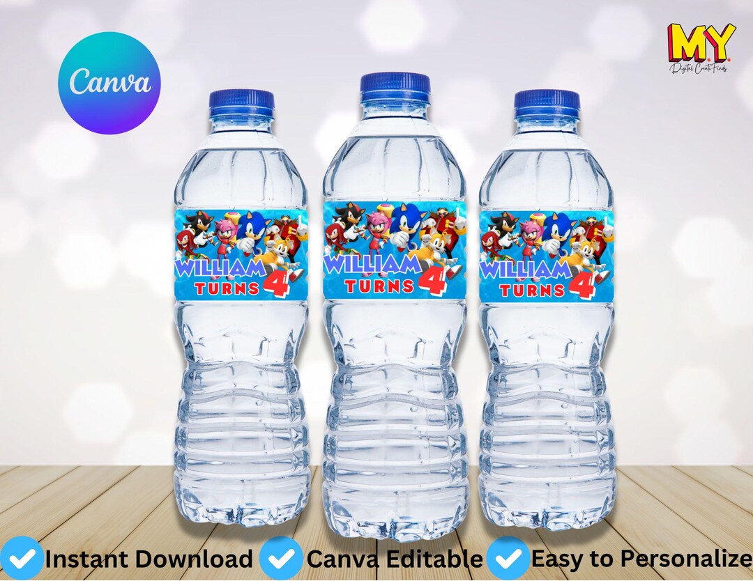 Editable Sonic Water Bottle Labels – Printable Party Decorations ...