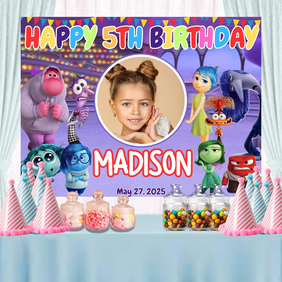 Editable Inside Out 2 Birthday Backdrop | Digital Boy Banner | Editable ...