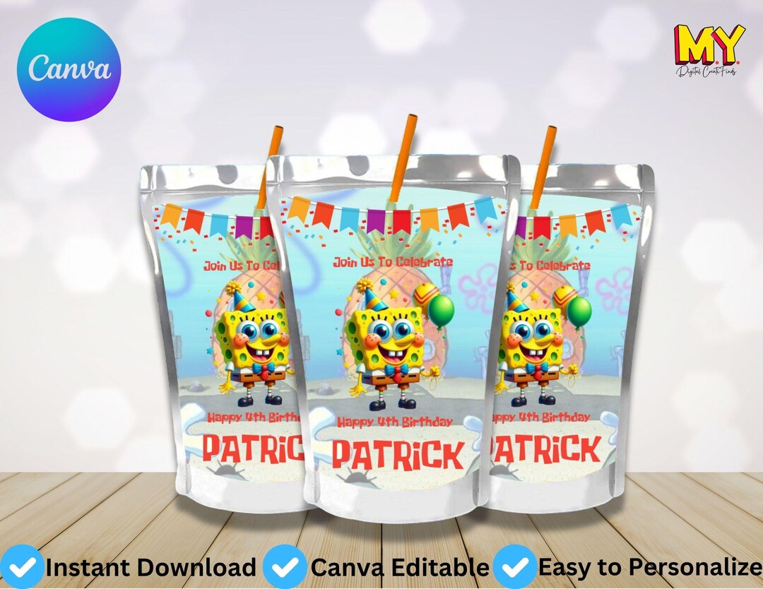 Spongebob Capri Sun Label Template – Printable Juice Pouch Wrapper ...