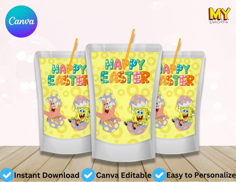 Editable Easter Spongebob Capri Sun Label Template – Printable Juice ...