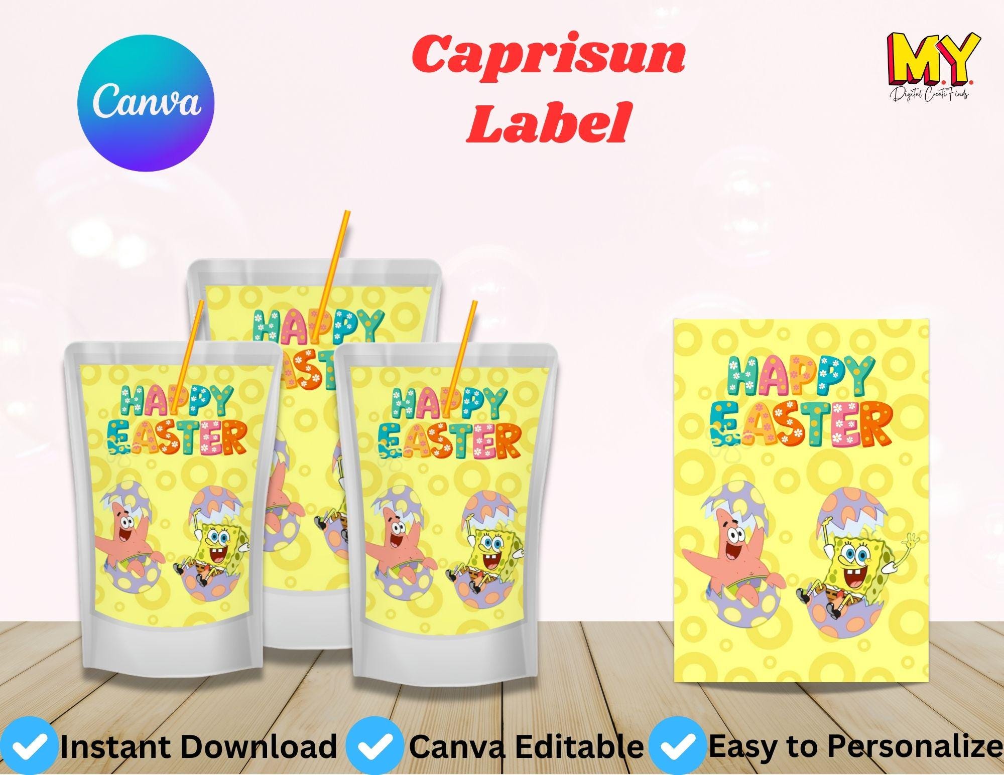 Editable Easter Spongebob Capri Sun Label Template – Printable Juice ...