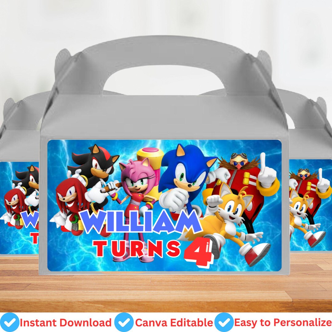 Sonic Gable Box Label Party Favor, Boy Birthday Party, Dog Snpy Party ...