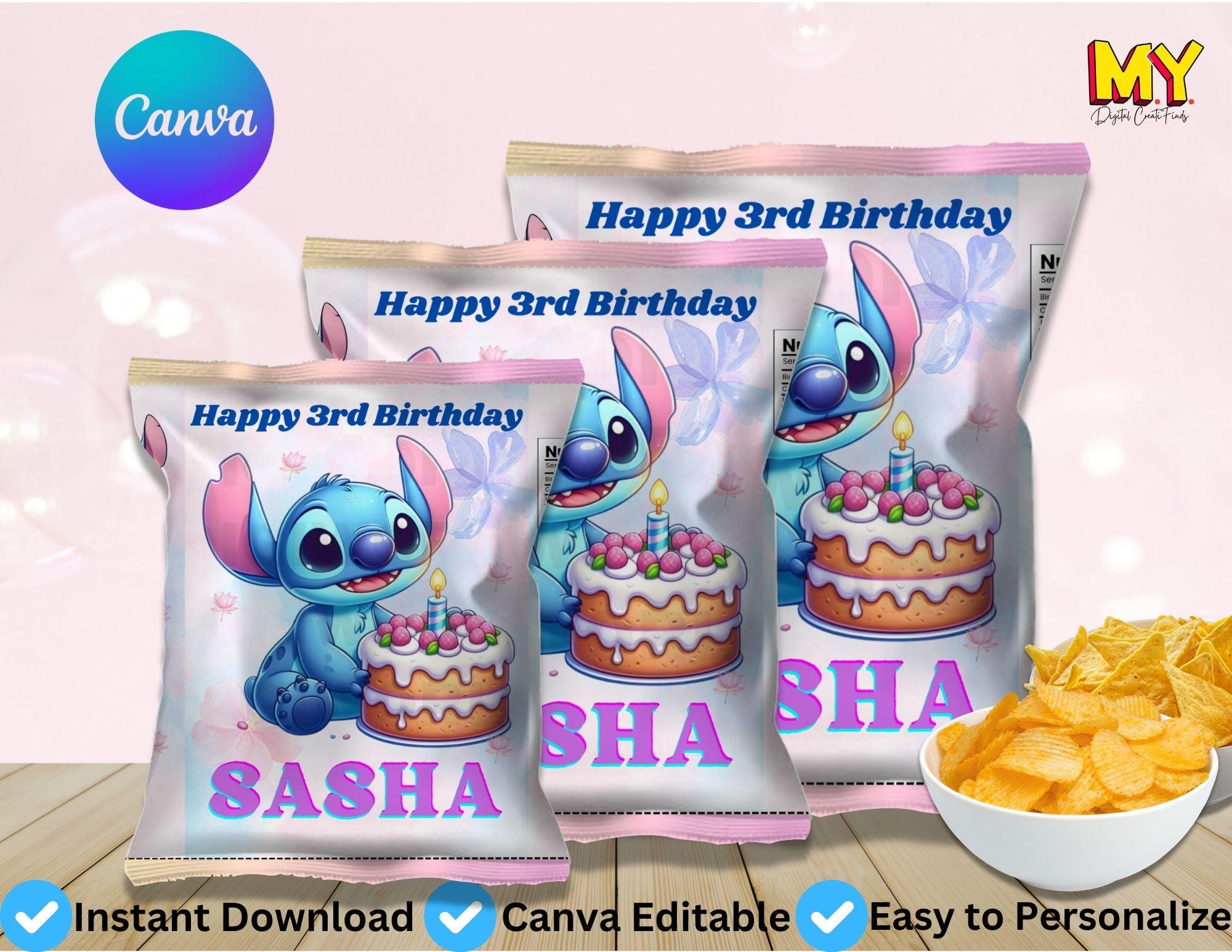 Editable Stitch Chip Bag Template | Lilo and Stitch Party Favor ...