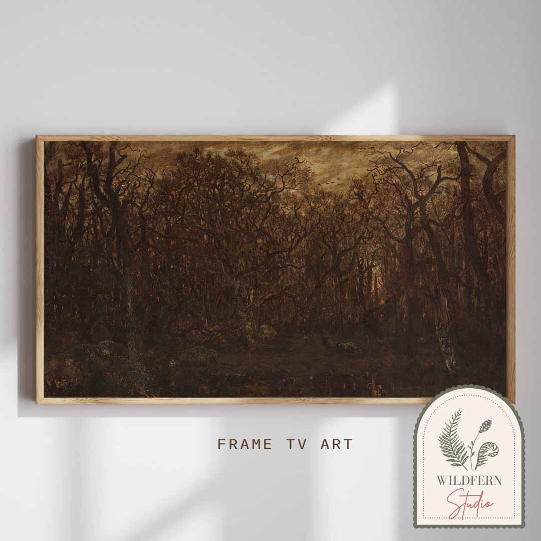 Frame TV Art | Eerie Nighttime Forest Painting (digital Download) - Etsy