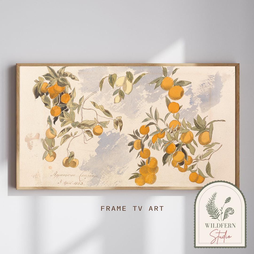 Frame TV Art | Orchard Fruit Trees Watercolor Sketch - Etsy