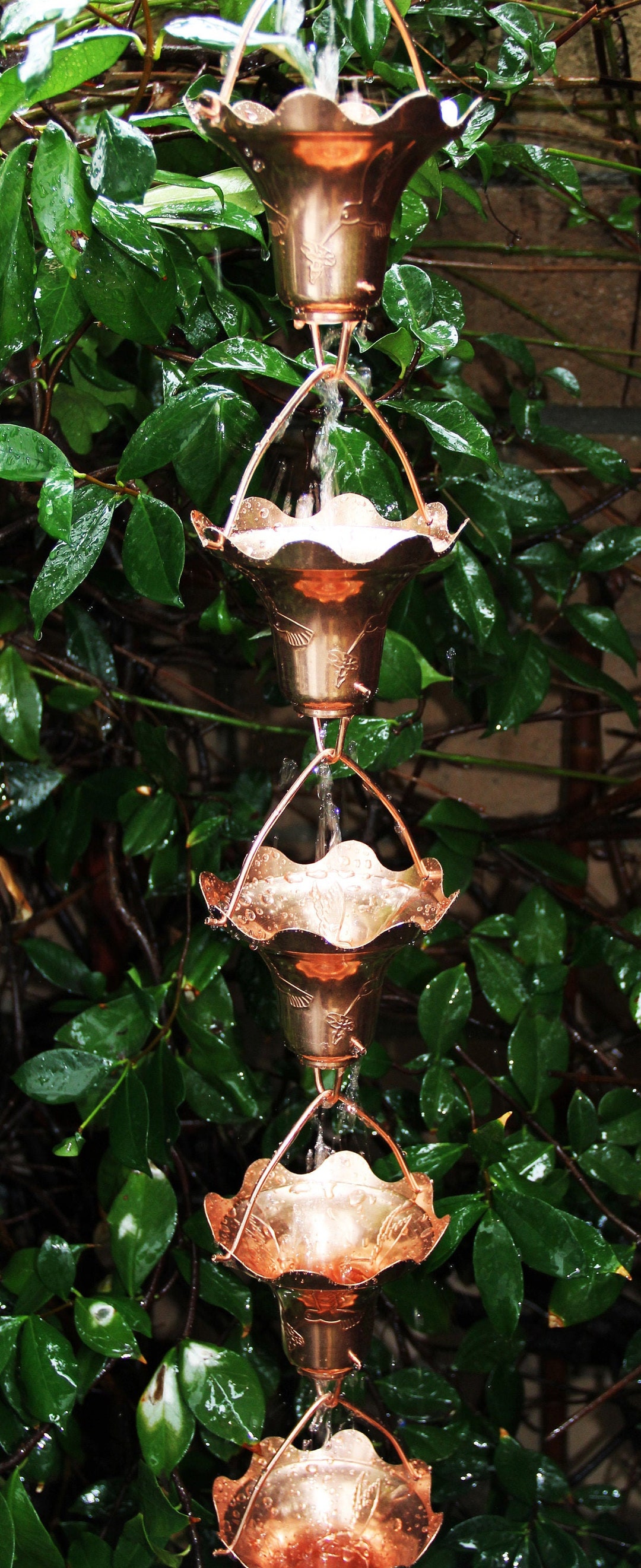 Copper Rain Chain Hummingbird and Flower - 8-ft - Etsy