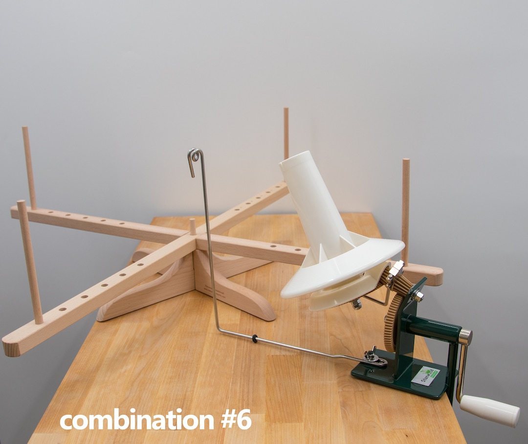Tabletop Amish Style Yarn Swift / Large Metal Ball Winder Combination ...