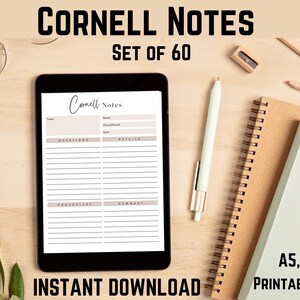 Cornell Notes Paper Printable | Lined Note Pages PDF for Digital ...