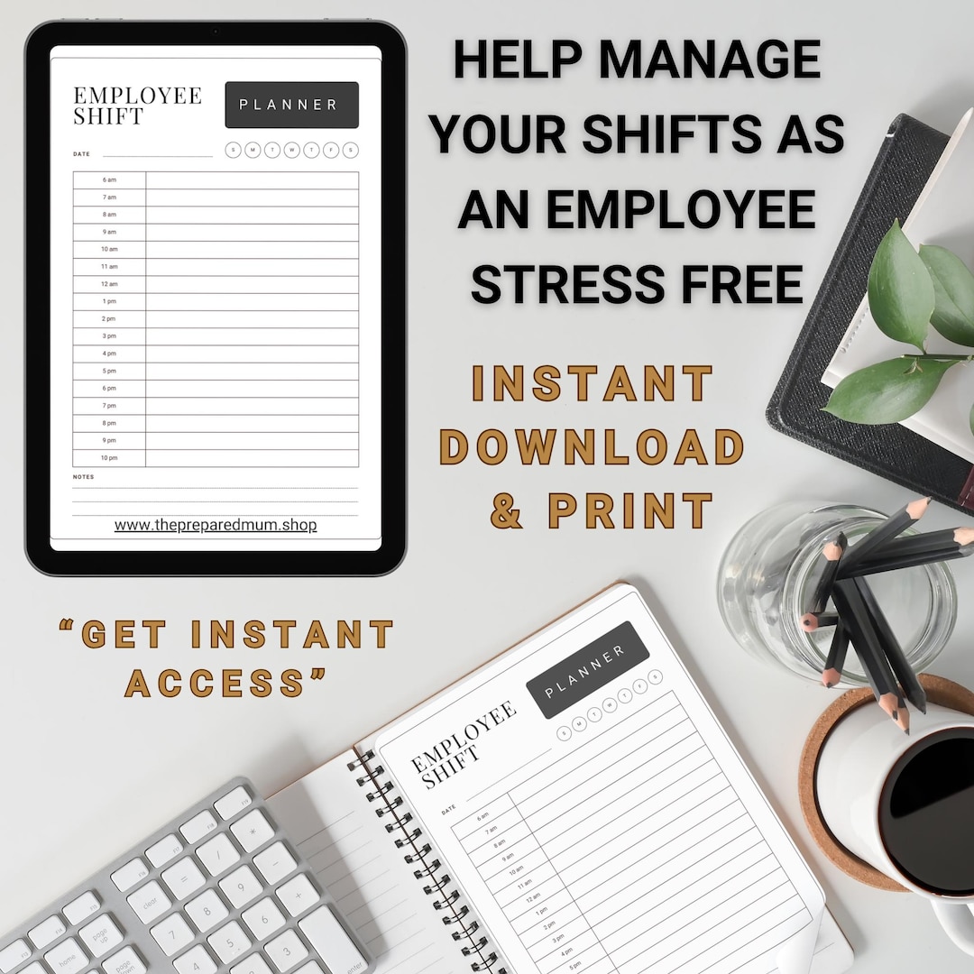 Employee Shift Planner | Printable Work Schedule | Shift Work Tracker ...