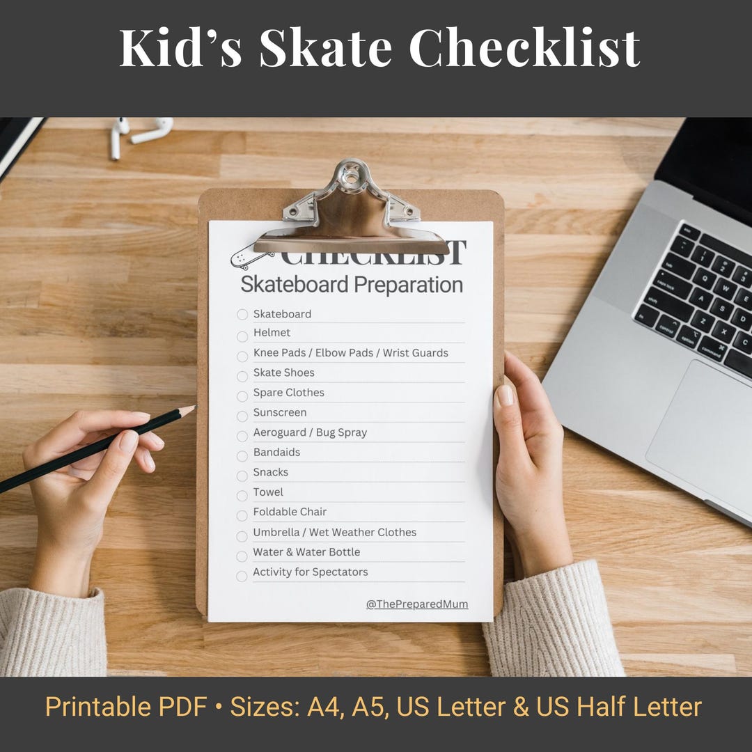 Kids Skate Checklist | Printable Packing List for Skaters & Parents ...