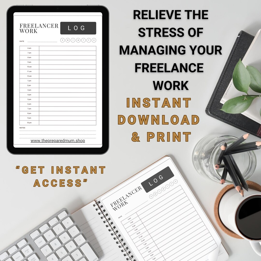 Freelancer Work Log Printable | Weekly Work Schedule & Time Tracker ...