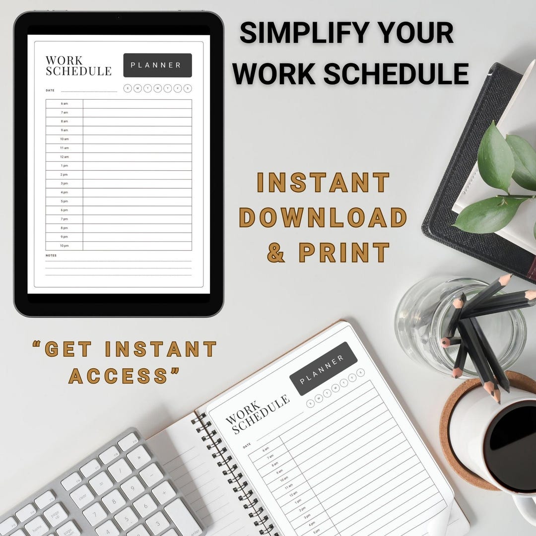 Work Schedule Planner Printable | Weekly Planner | Employee Shift ...