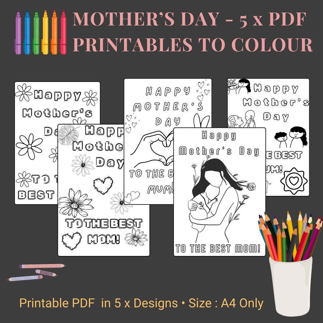 Mothers Day Gift, Coloring Pages for Kids – Fun DIY Gift Activity ...