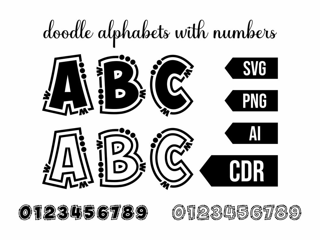 Doodle Font SVG, PNG, Alphabet Svg, Hand-drawn Font, Letters and ...