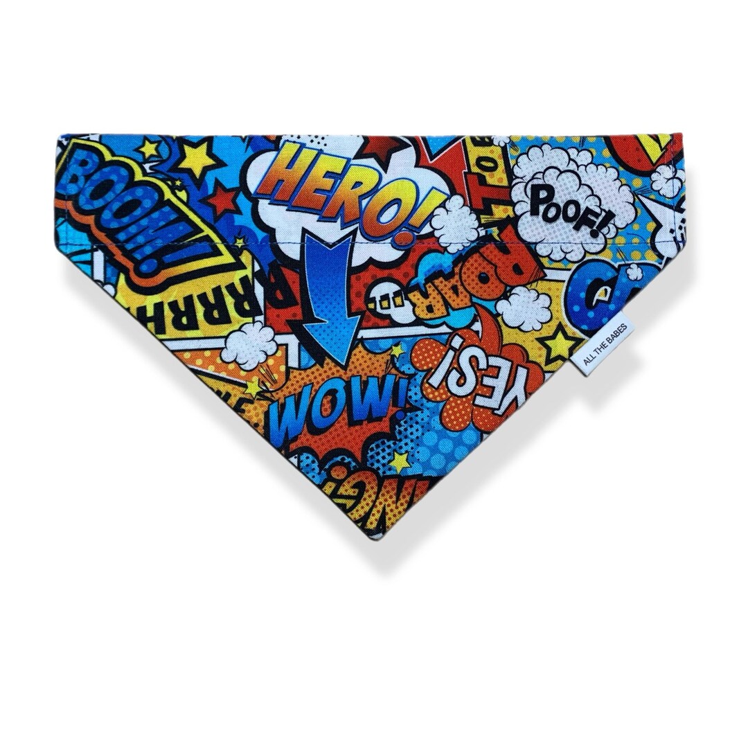 Super Hero Dog Bandana: Comic Book Theme, Over-the-collar, Handmade - Etsy