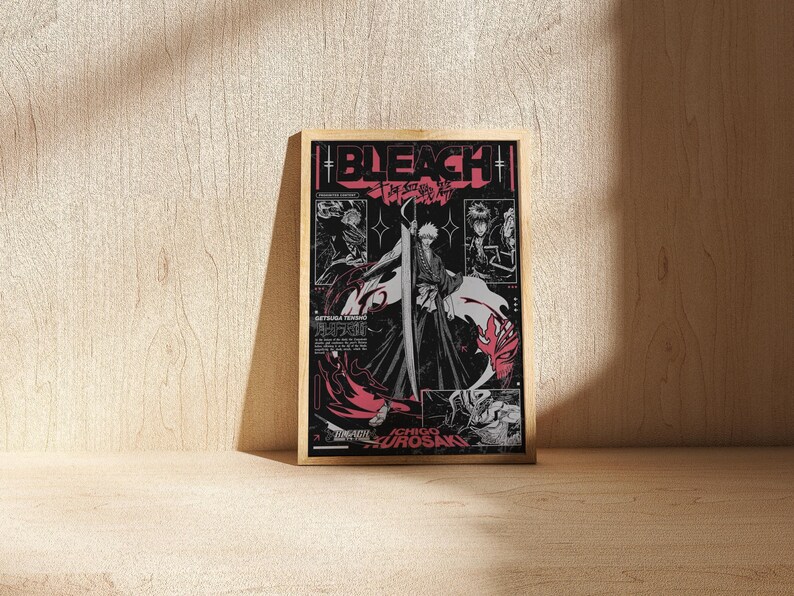 Ichigo Kurosaki Bleach Anime Manga Poster, Ichigo Wall Print, Ichigo ...