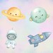 Space Clip Art Bundle - Galaxy PNG, Planets, Rocket, Watercolor Digital ...