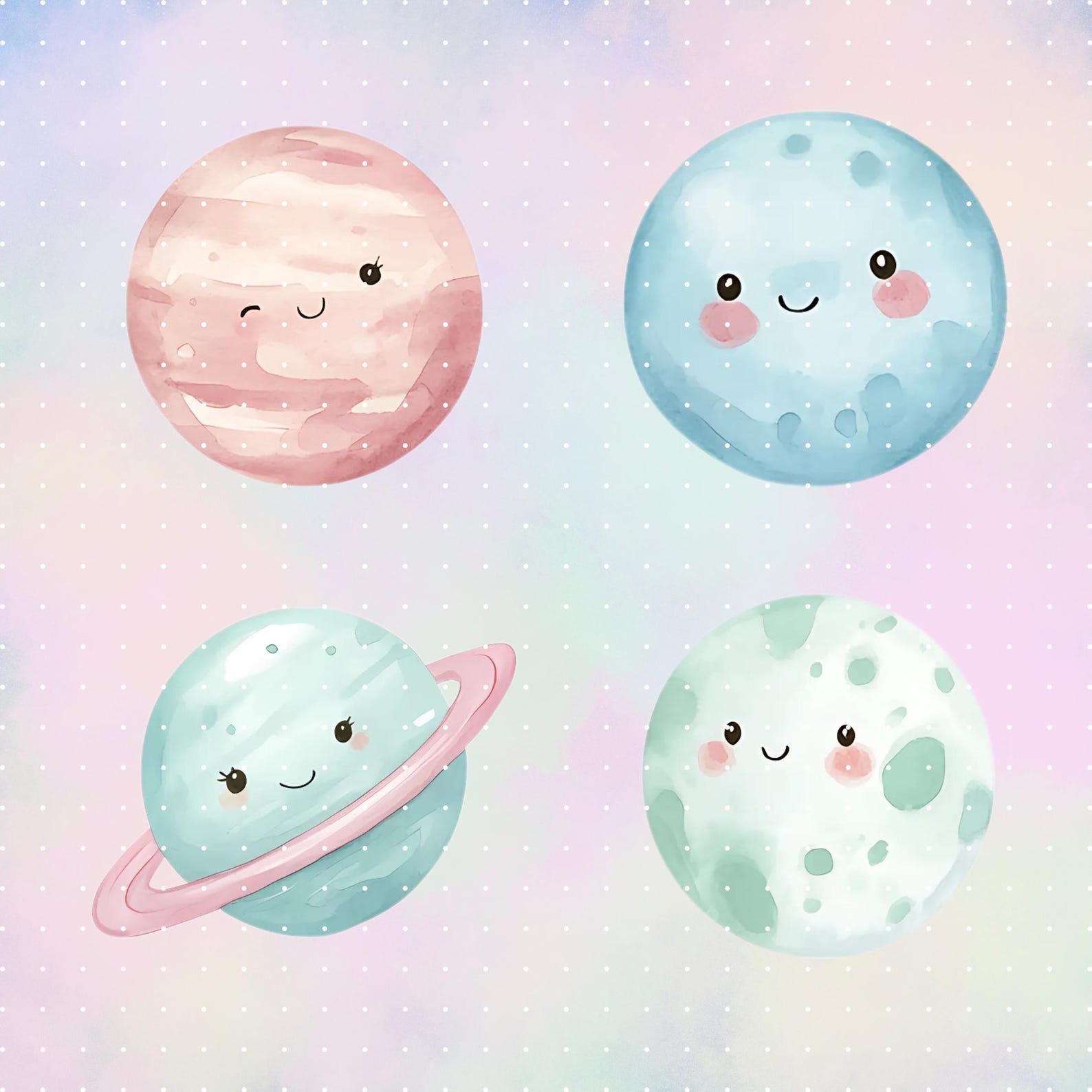 Space Clip Art Bundle - Galaxy PNG, Planets, Rocket, Watercolor Digital ...