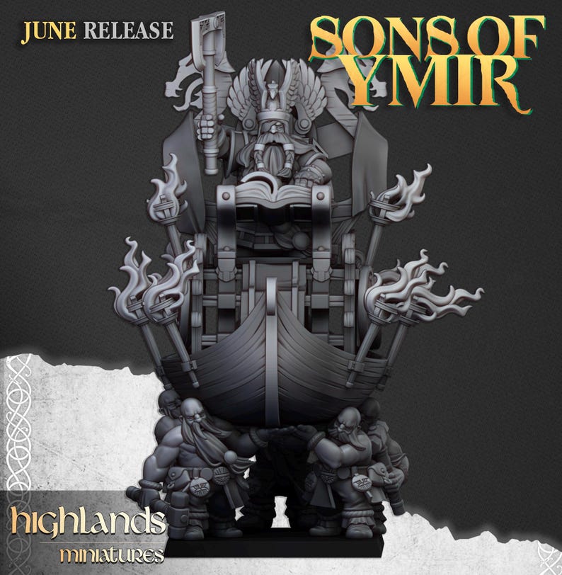 Dwarf King on Throne - Sons of Ymir, Highlands Miniatures | 3d Printed ...