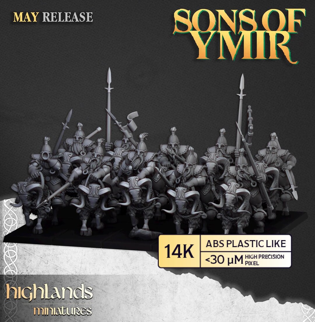Mounted Dwarf Light Cavalry - Sons of Ymir, Highlands Miniatures | 3d ...