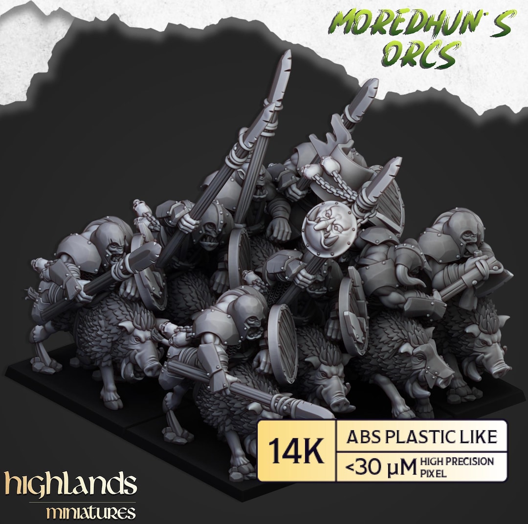 Mounted Orcs With Spears - Highlands Miniatures Tabletop Figures for ...