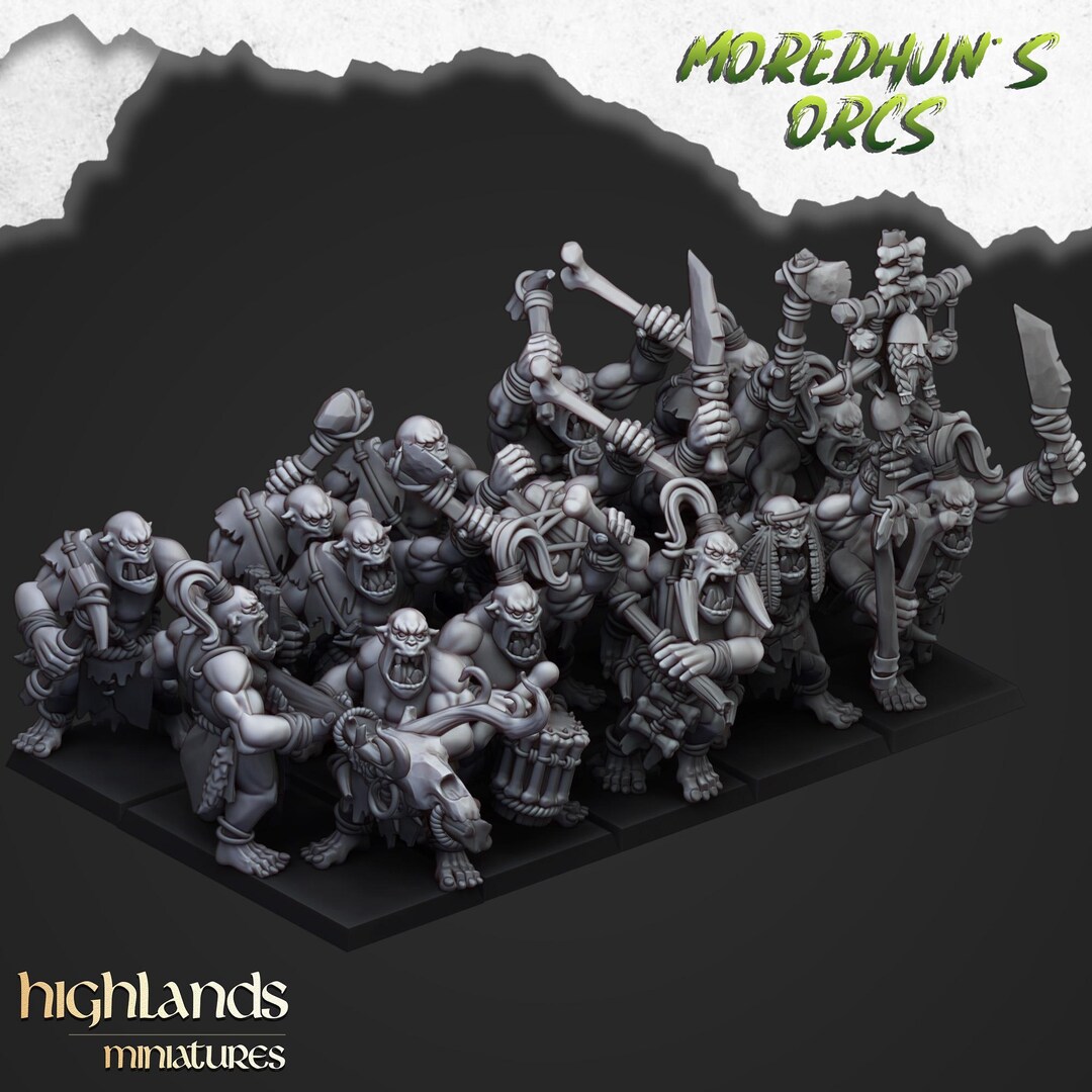 Moredhun's Orcs Cave Orcs Spears, Bows, Hand Weapon - Highlands ...