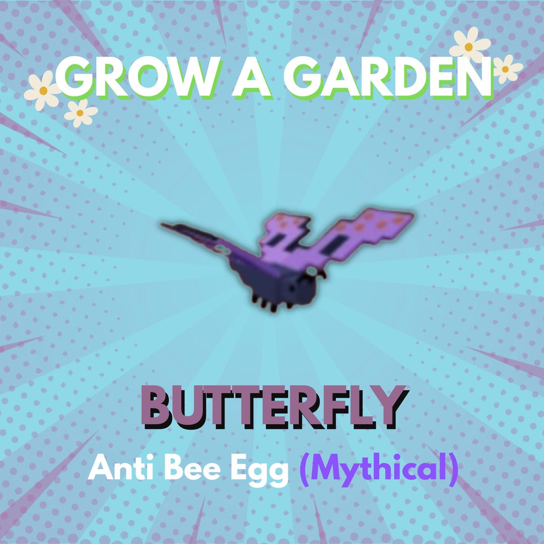 Grow A Garden Roblox - Butterfly | Anti Bee Egg Mythical Pet | 1 Piece ...