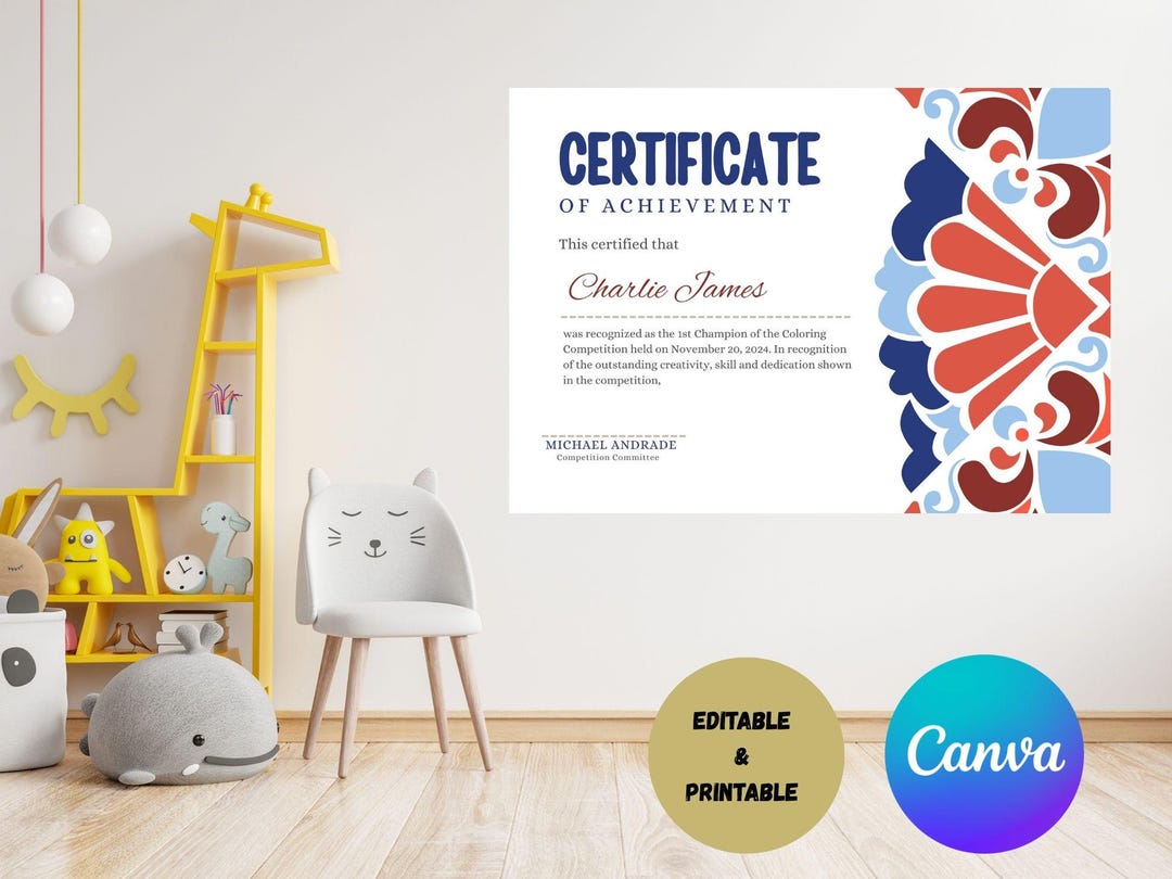 Editable Certificate of Completion, Canva Template, Printable Course ...